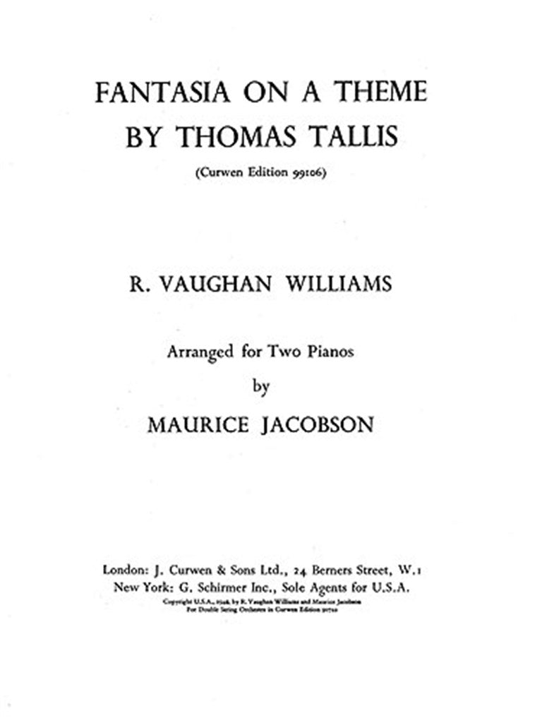 Fantasia on a Theme by Thomas Tallis - トマス・タリスの主題による幻想曲 (2台4手編曲) - ヴォーン ...